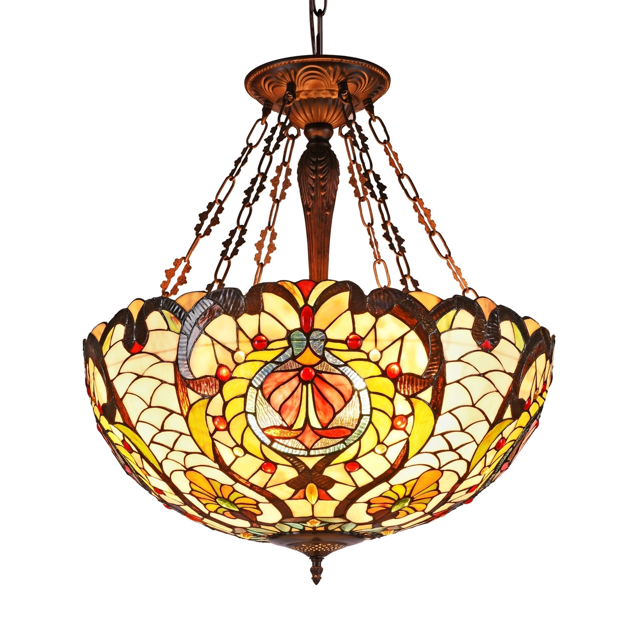 CHLOE Lighting PAULINE Tiffany-style 4 Light Inverted Ceiling Pendant ...