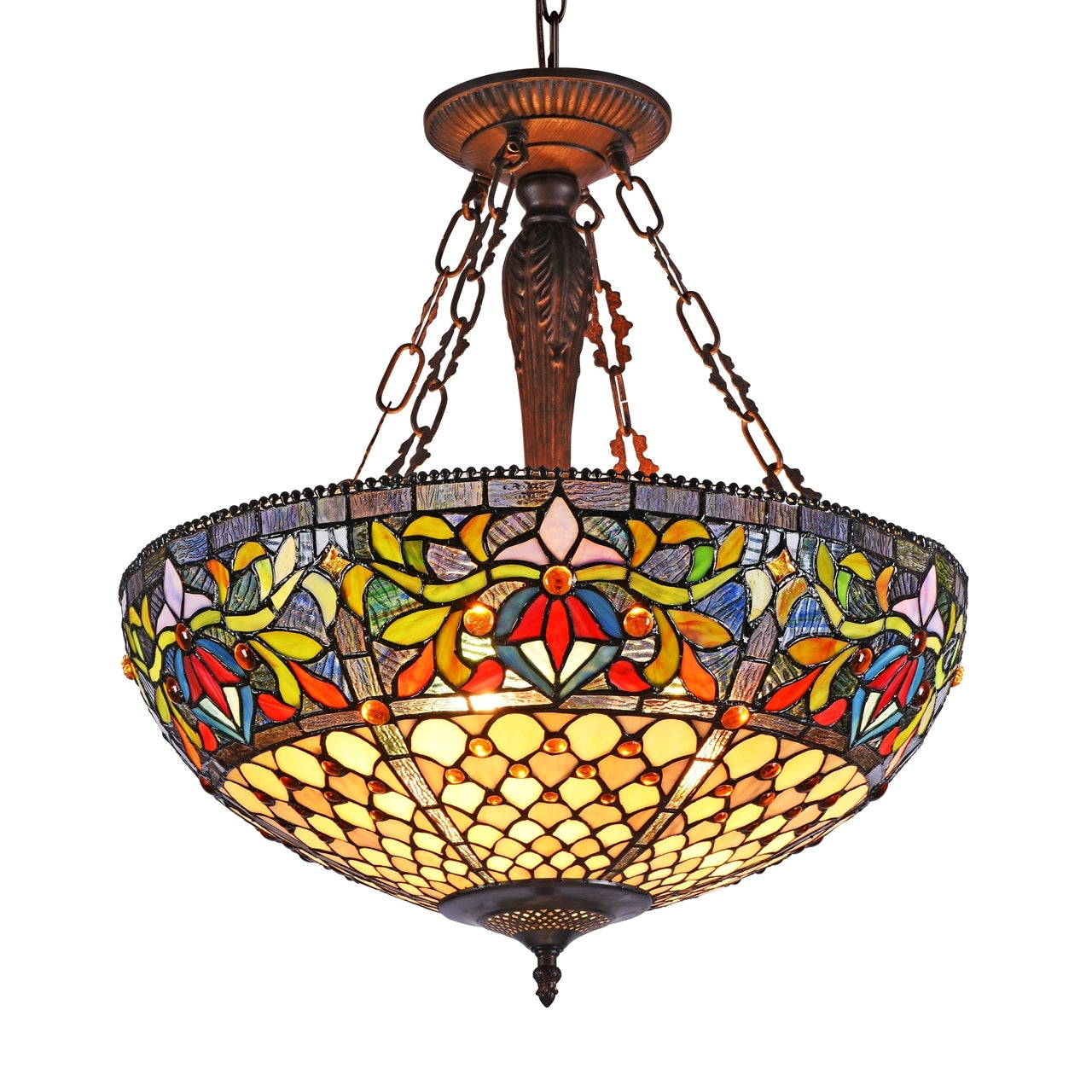 CHLOE Lighting FALLON Tiffany-style 3 Light Inverted Ceiling Pendant 20 ...